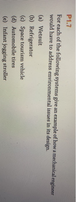 Solved P1.3 For each of the following systems, give two | Chegg.com