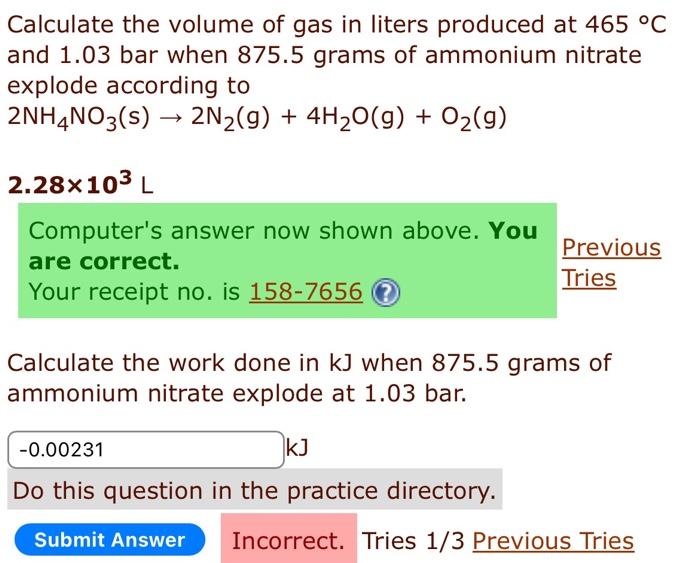 Solved Calculate the volume of gas in liters produced at | Chegg.com