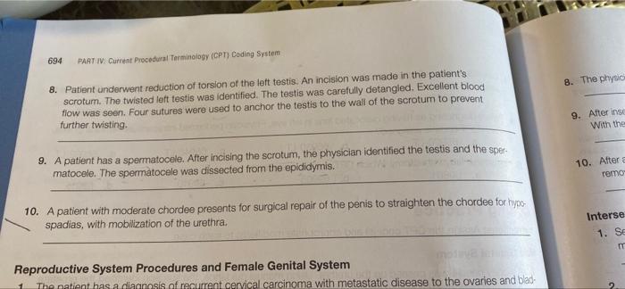 Solved 694 PART IV Current Procedural Terminology (CPT) | Chegg.com