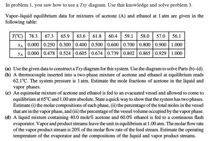 Solved In problem 1 , you saw how to use a Txy diagram. Use | Chegg.com