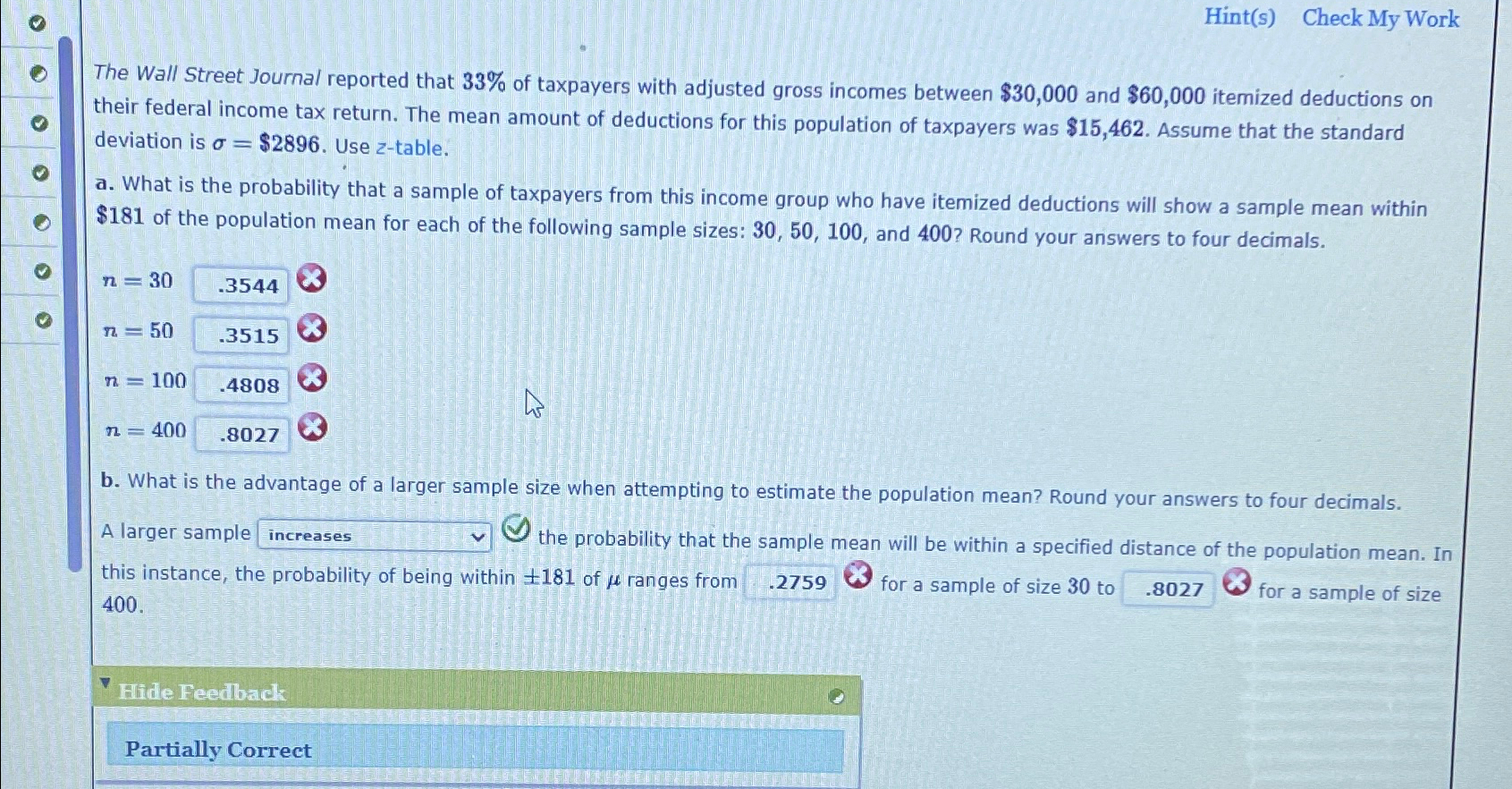 Solved Hint(s) ﻿Check My WorkThe Wall Street Journal | Chegg.com