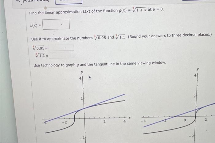 Solved Find the linear approximation L(x) of the function | Chegg.com