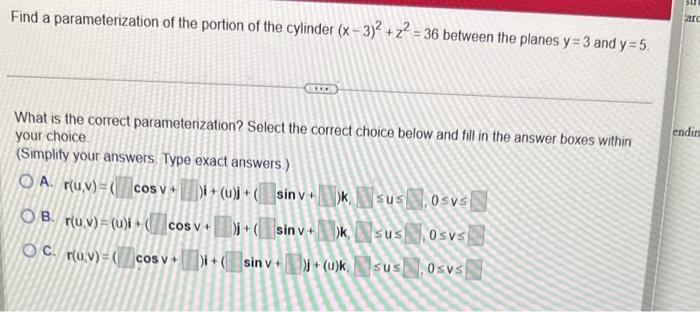 Solved Find a parameterization of the portion of the | Chegg.com