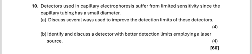 Solved Detectors used in capillary electrophoresis suffer | Chegg.com