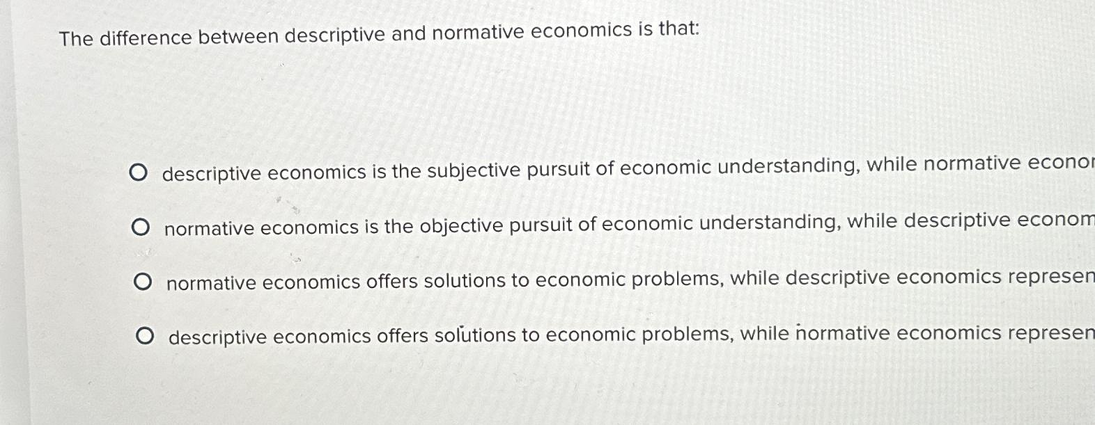 Solved The difference between descriptive and normative | Chegg.com