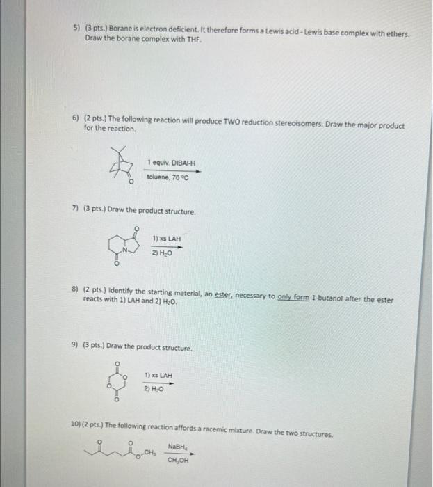 Solved 5) (3 pts.) Borane is electron deficient. It | Chegg.com