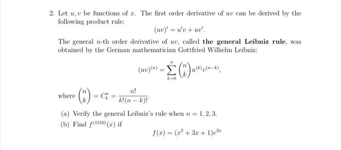 Solved 2. Let u,v be functions of x. The first order | Chegg.com