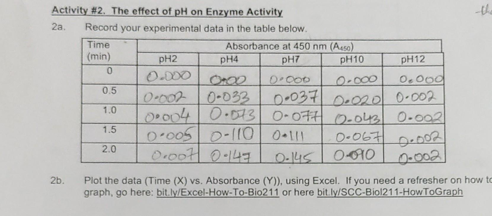 Activity \#2. The effect of pH on Enzyme Activity 2a. | Chegg.com Activity \#2. The effect of pH on Enzyme Activity 2a. | Chegg.com