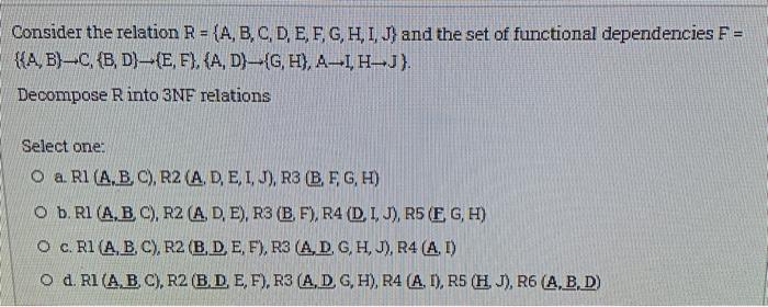 Solved Consider the relation R = {A, B, C, D, E, F, G, H, I, | Chegg.com