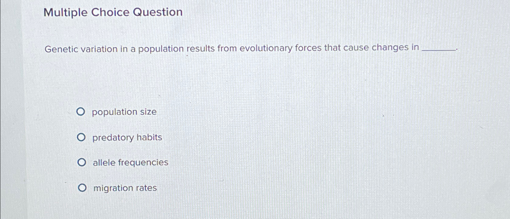 Solved Multiple Choice QuestionGenetic variation in a | Chegg.com
