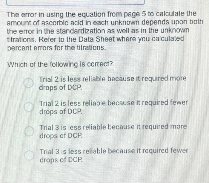 Solved The error in using the equation from page 5 to | Chegg.com