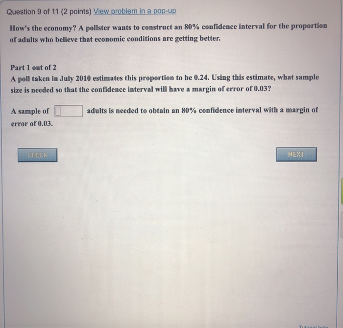 Solved Question 9 of 11 (2 points) View problem in a pop-up | Chegg.com