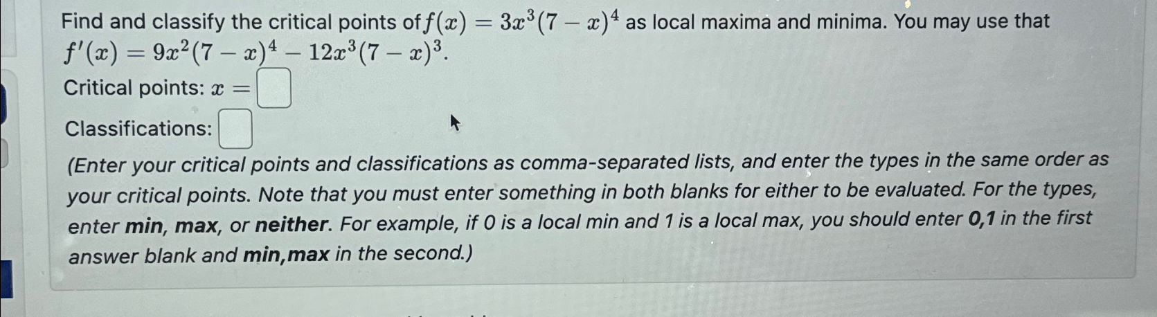 Solved Find and classify the critical points of | Chegg.com