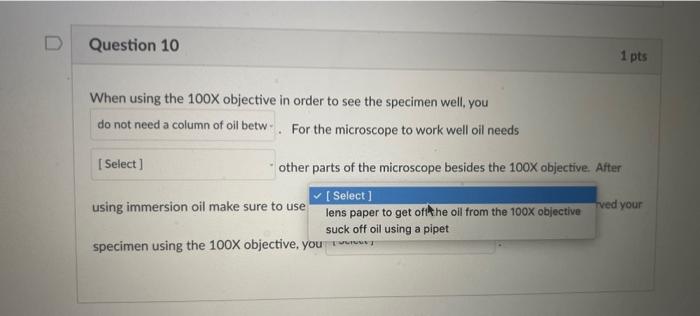 Solved When using the 100X objective in order to see the | Chegg.com