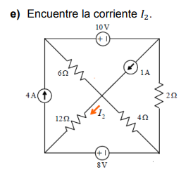 Solved e) ﻿Encuentre la corriente I2. | Chegg.com