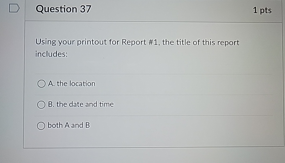 Solved Question 371 ﻿ptsUsing your printout for Report #1, | Chegg.com
