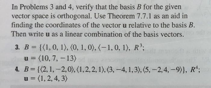 Solved In Problems 3 and 4, verify that the basis B for the | Chegg.com