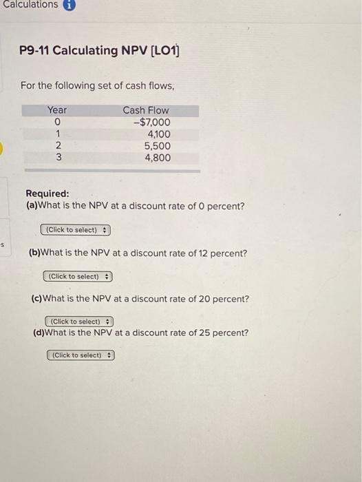Solved alculations P9-9 Calculating NPV and IRR (LO1, 5] A | Chegg.com