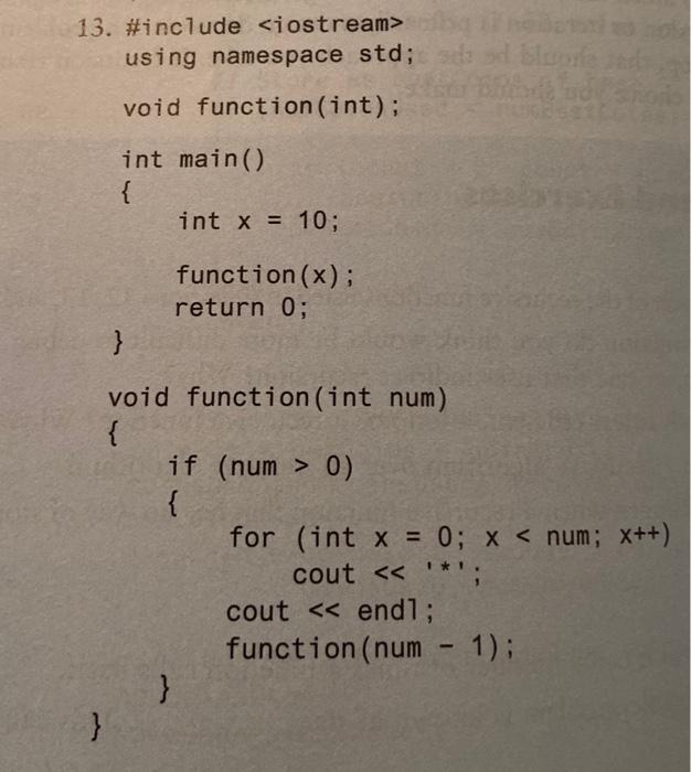 Solved 13. #include using namespace std; SS void | Chegg.com
