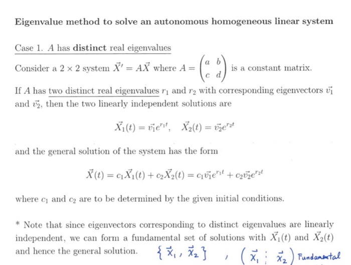 Solved this is the autonomous homogeneous 2D linear system | Chegg.com