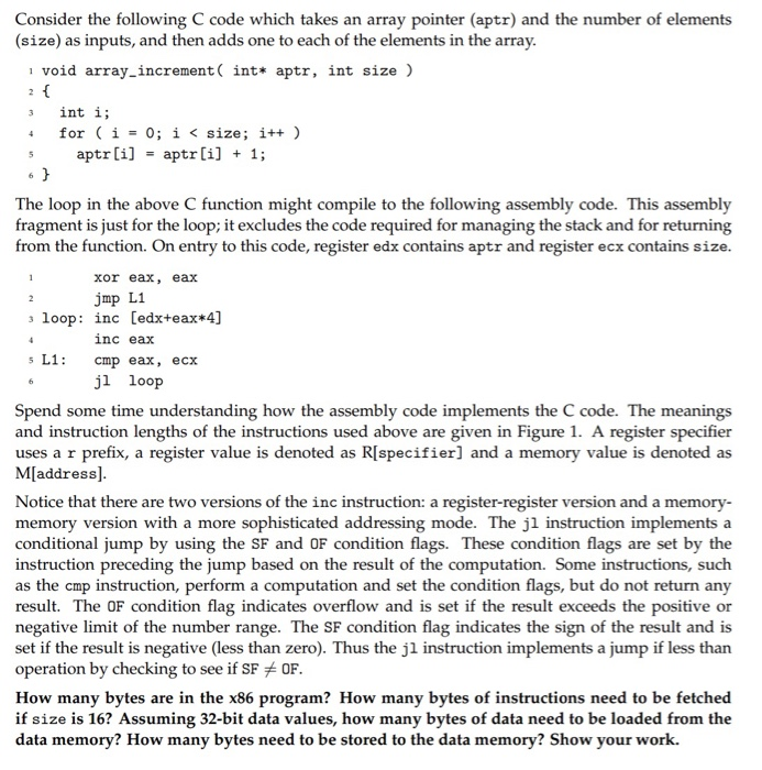 Consider the following C code which takes an array | Chegg.com