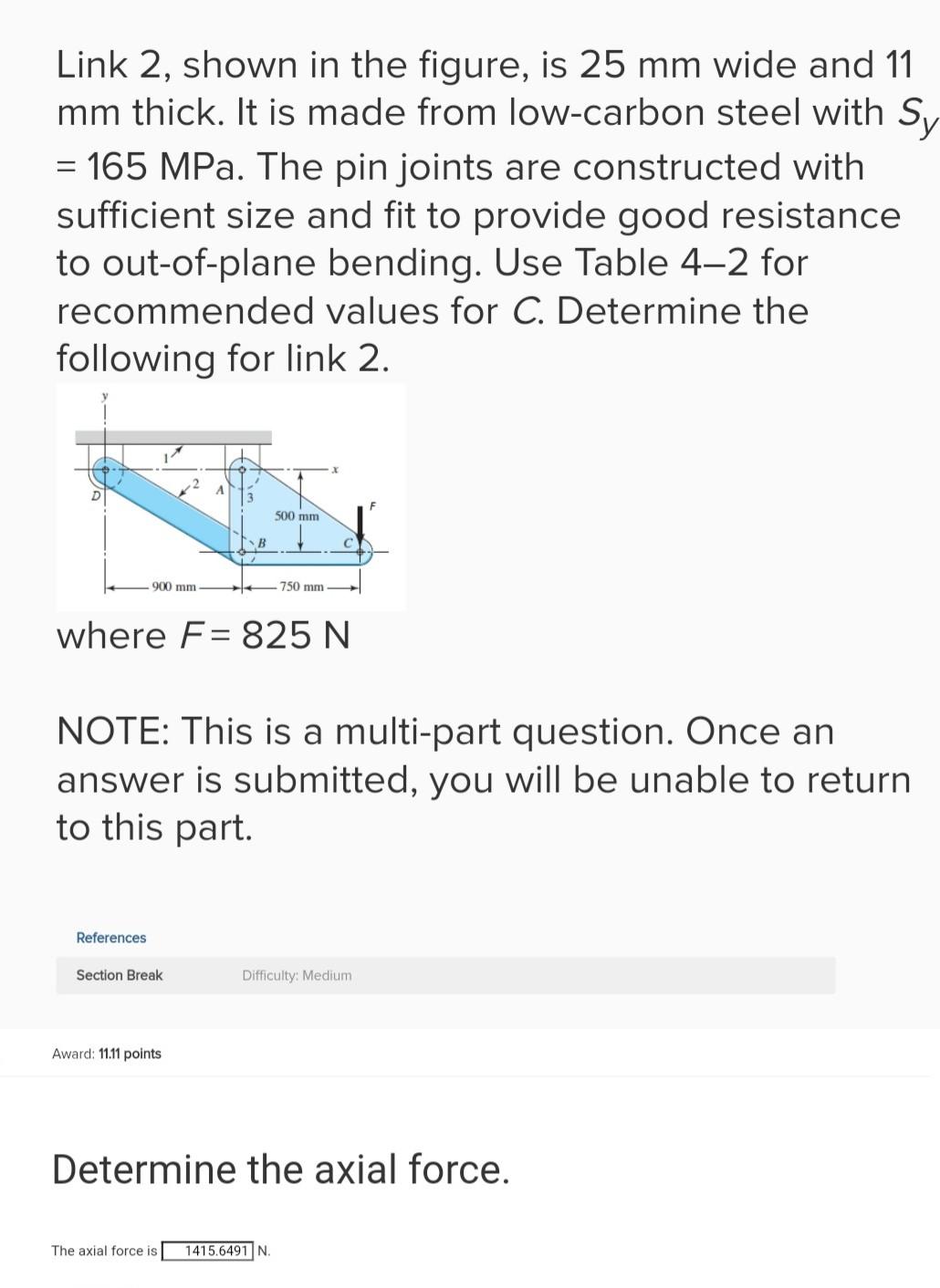 Solved Link 2, shown in the figure, is 25 mm wide and 11 mm | Chegg.com