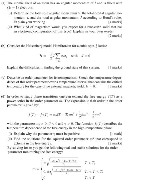 Solved (a) The atomic shell of an atom has an angular | Chegg.com