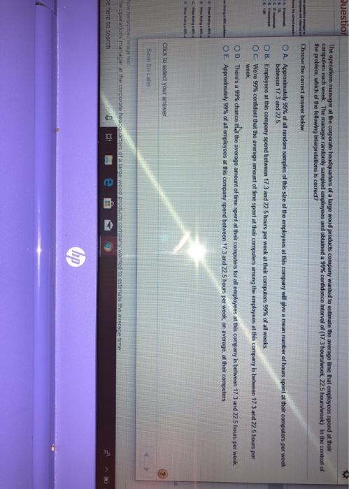 Solved Question The operations manager at the corporate | Chegg.com