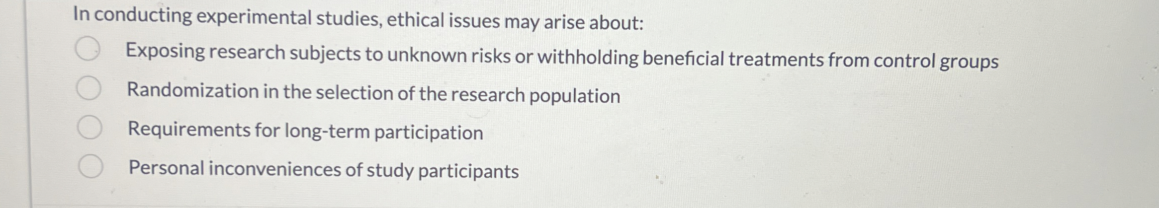Solved In conducting experimental studies, ethical issues | Chegg.com