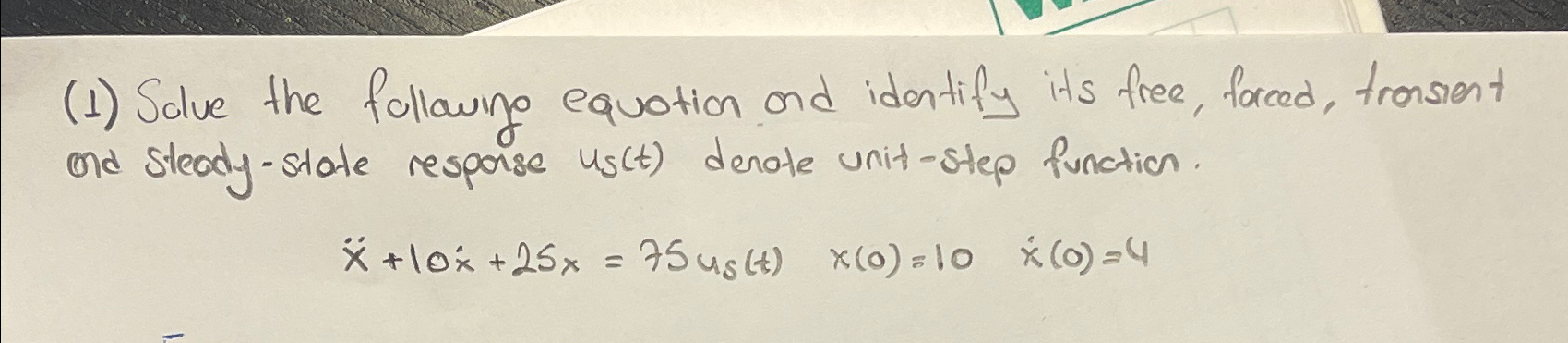 Solved (1) ﻿Solve the following equotion and identify its | Chegg.com