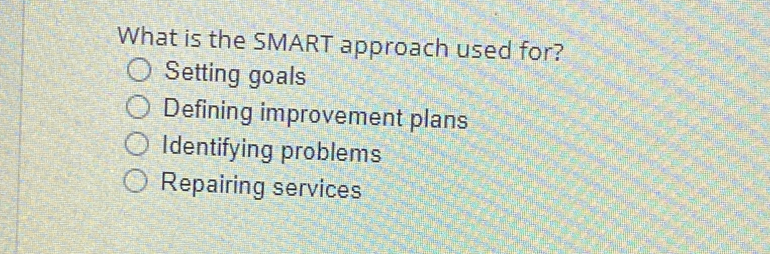 Solved What is the SMART approach used for?Setting | Chegg.com