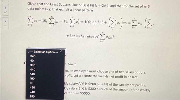 Solved Given that the Least Squares Line of Best Fit is | Chegg.com