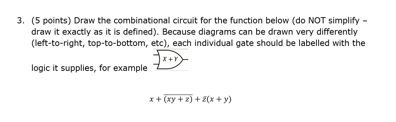 Solved (5 ﻿points) ﻿Draw the combinational circuit for the | Chegg.com