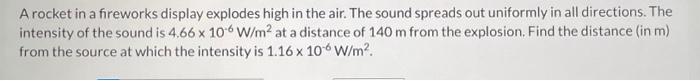 Solved A rocket in a fireworks display explodes high in the | Chegg.com