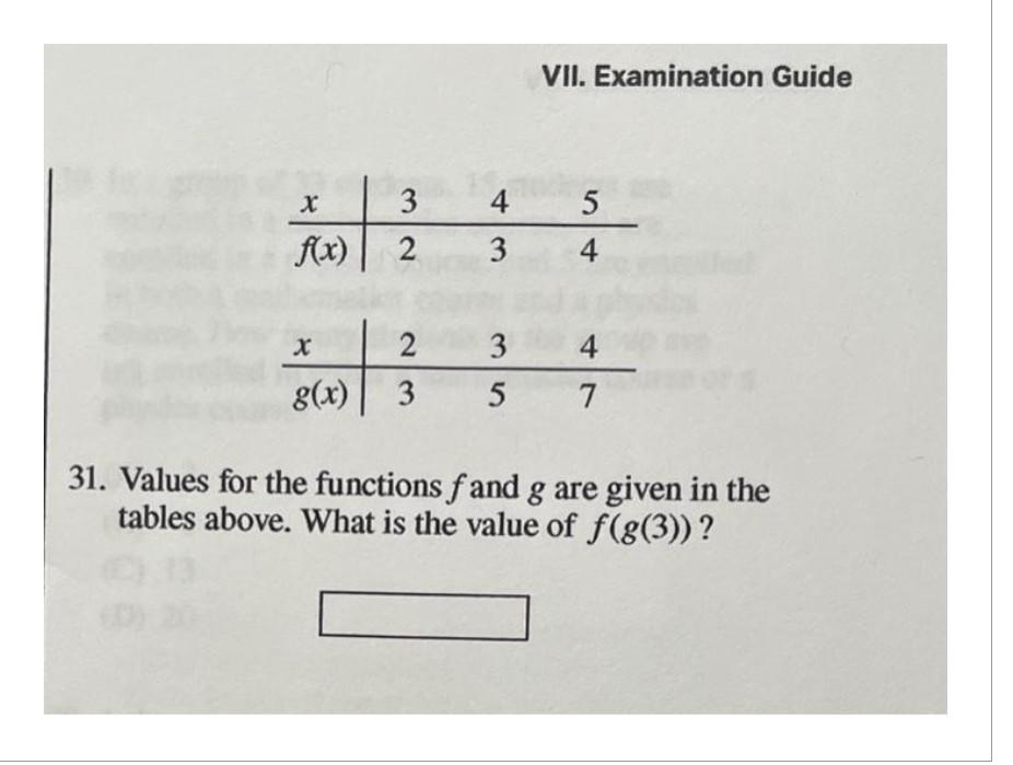 [Solved]: VII. Examination Guide 31. Values for th