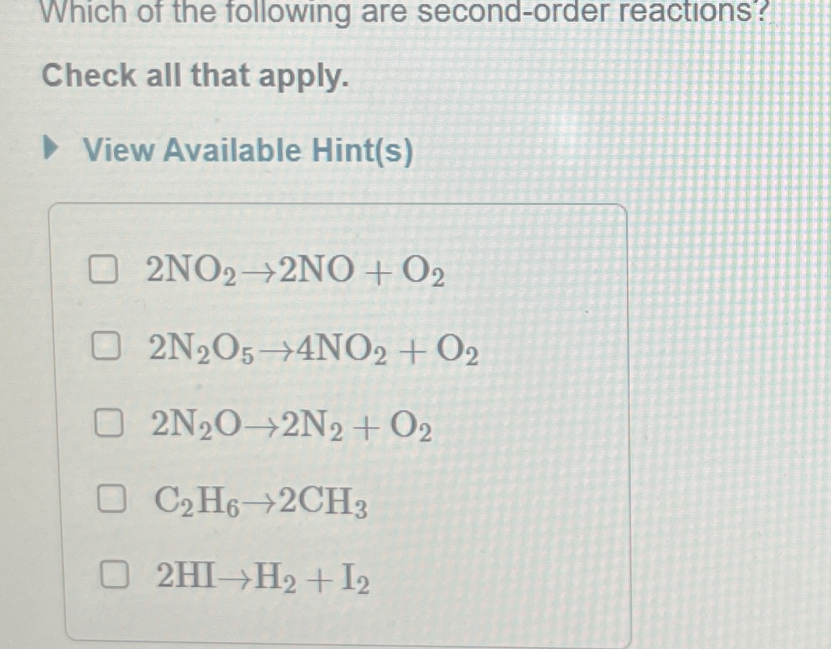 Solved Which of the following are second-order | Chegg.com