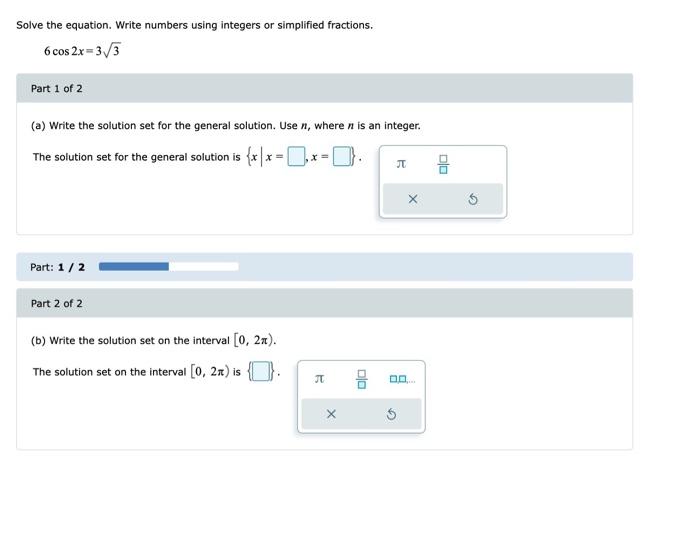 Solved Solve the equation. Write numbers using integers or | Chegg.com