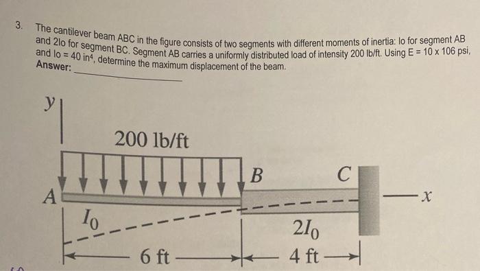 Solved 3. The cantilever beam ABC in the figure consists of | Chegg.com