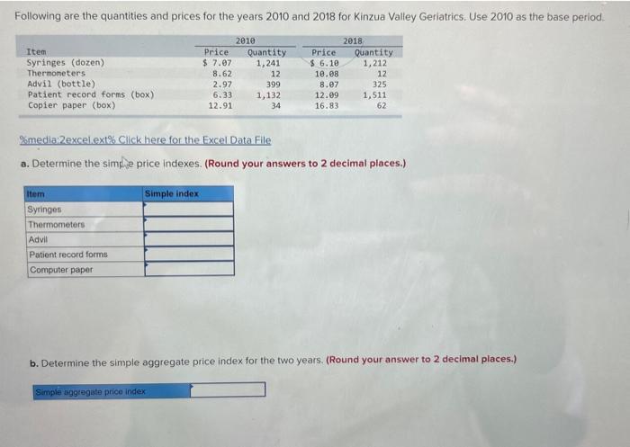 Solved Following are the quantities and prices for the years | Chegg.com