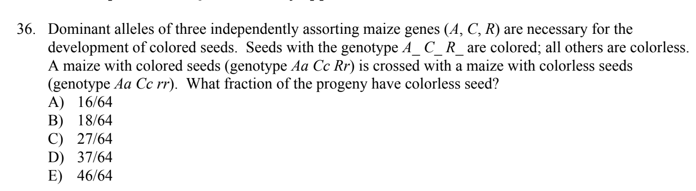 Solved Dominant alleles of ﻿three independently assorting | Chegg.com