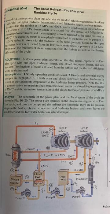Solved EXAMPLE 10-6 The Ideal Reheat-Regenerative Rankine | Chegg.com