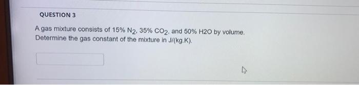 Solved QUESTION 3 A gas mixture consists of 15% N2, 35% CO2, | Chegg.com