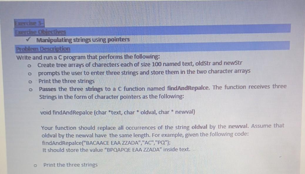 Solved Bercise 3- Exercise Obiectives Manipulating strings | Chegg.com