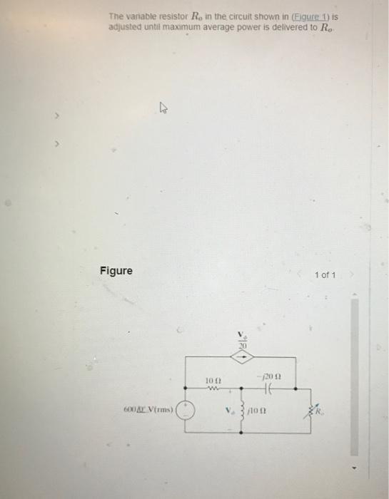 Solved The vanable resistor R0 in the circuit shown in | Chegg.com