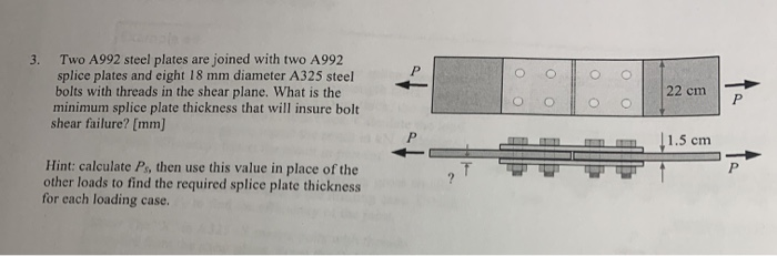 Solved 3. P o O Two A992 steel plates are joined with two | Chegg.com