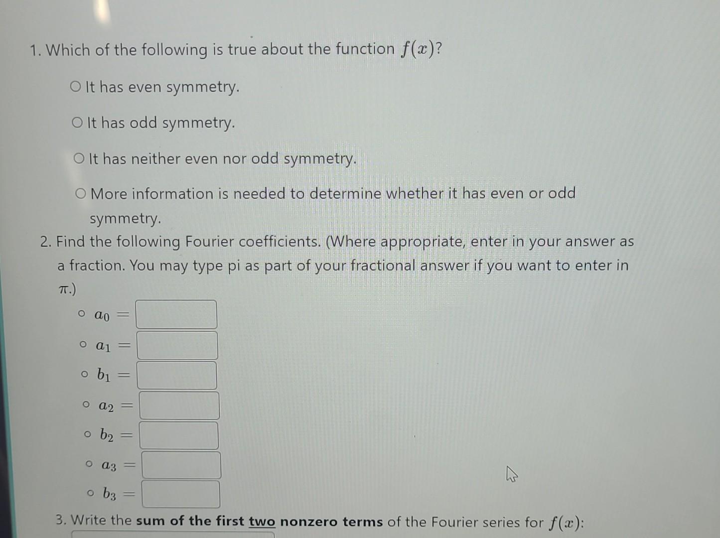 Solved 1. Which of the following is true about the function | Chegg.com