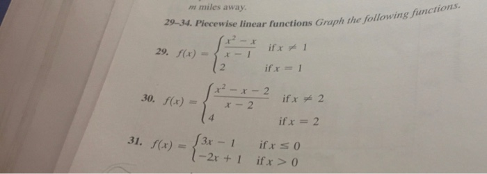 Solved m miles away 29-34. Piecewise linear functions Graph | Chegg.com