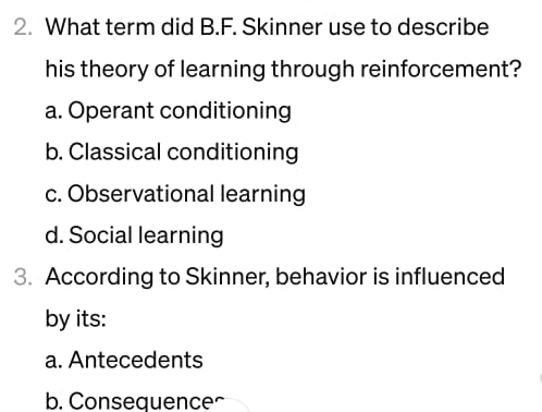 Solved What term did B.F. ﻿Skinner use to describe his | Chegg.com