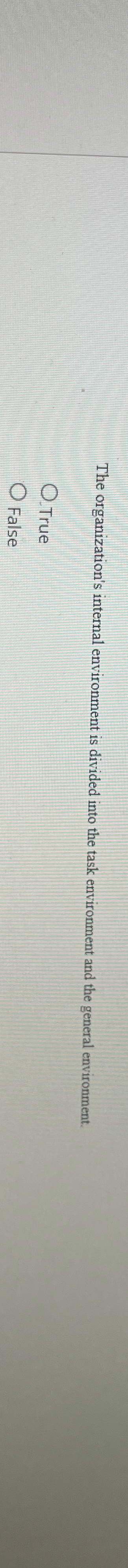 Solved The organization's internal environment is divided | Chegg.com