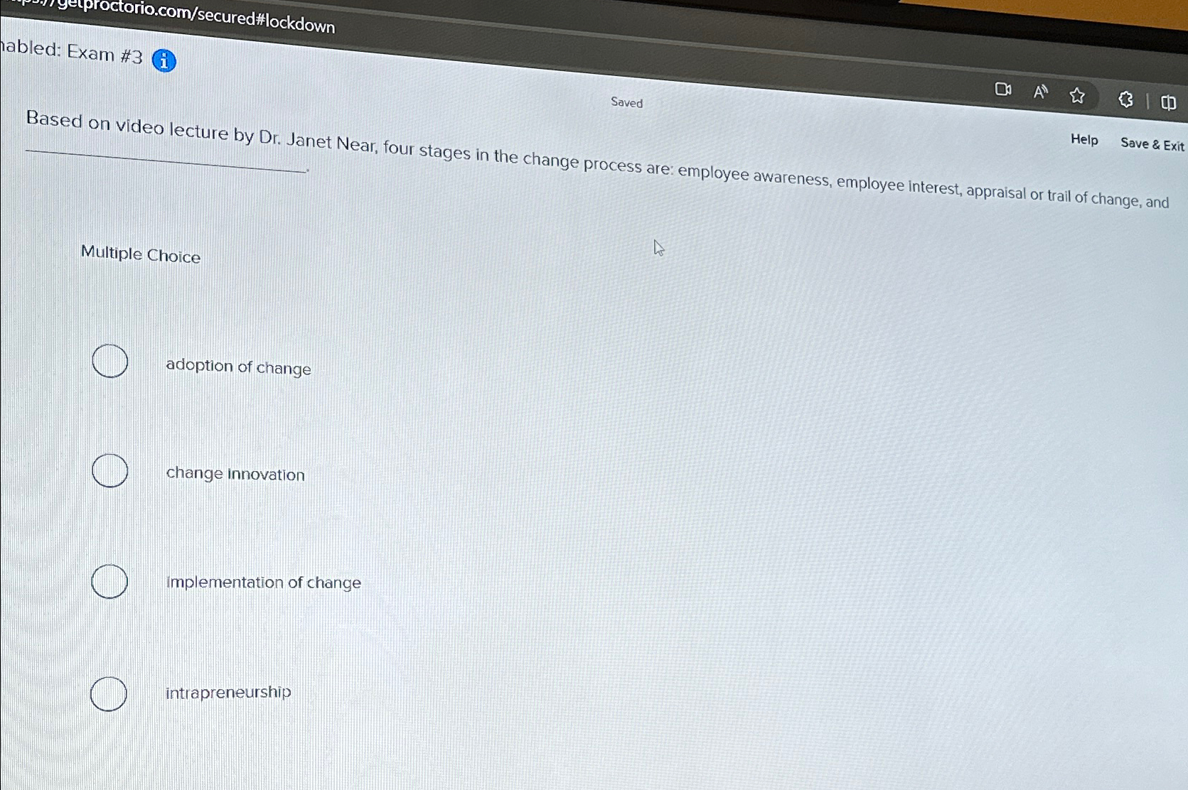 Solved 1abled: Exam #3 (i)SavedHelpSave & ExitBased on video | Chegg.com